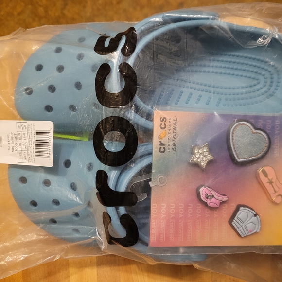 CROCS | Shoes | Crocs Light Blue Clogs With Charms | Poshmark